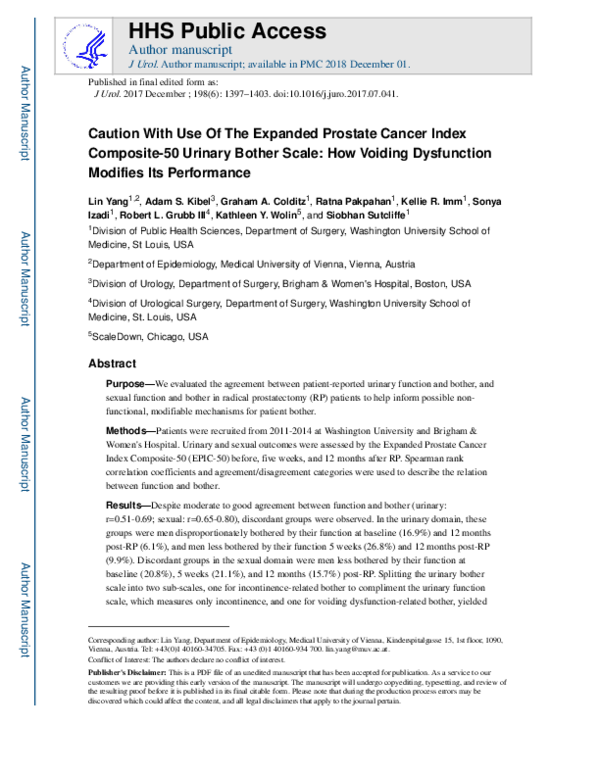 (PDF) Caution with Use of the Expanded Prostate Cancer Index Composite ...