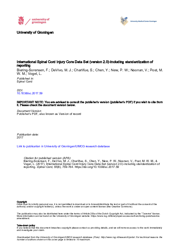 (PDF) International Spinal Cord Injury Core Data Set (version 2.0 ...