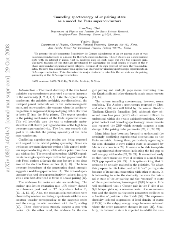 (PDF) Tunneling spectroscopy of $s\pi$ pairing state as a model for ...