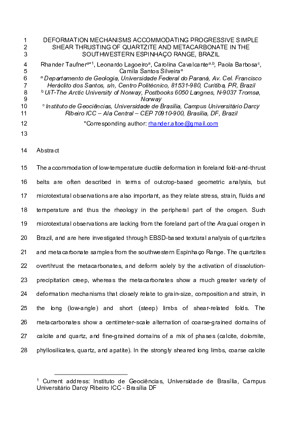 (PDF) Deformation mechanisms accommodating progressive simple shear ...