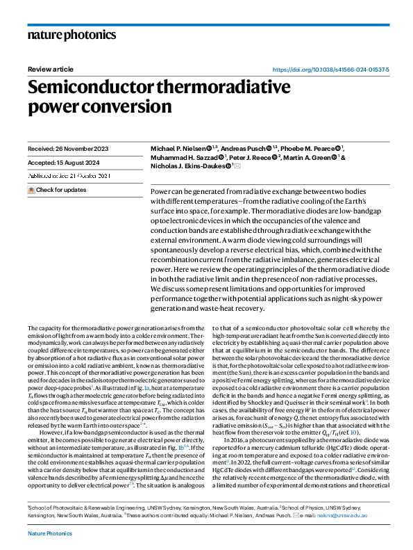 (PDF) Semiconductor thermoradiative power conversion