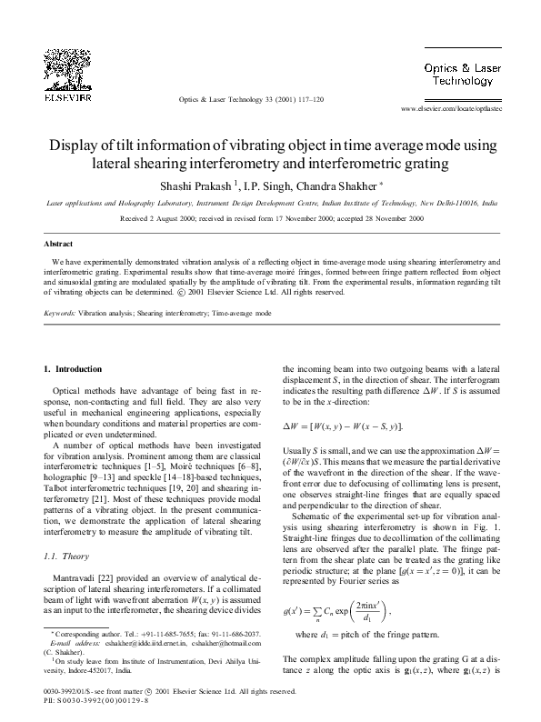 (PDF) Display of tilt information of vibrating object in time average ...