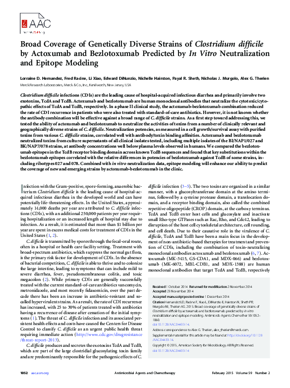 (PDF) Broad Coverage of Genetically Diverse Strains of Clostridium ...