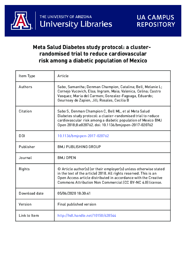 (PDF) Meta Salud Diabetes study protocol: a cluster-randomised trial to ...