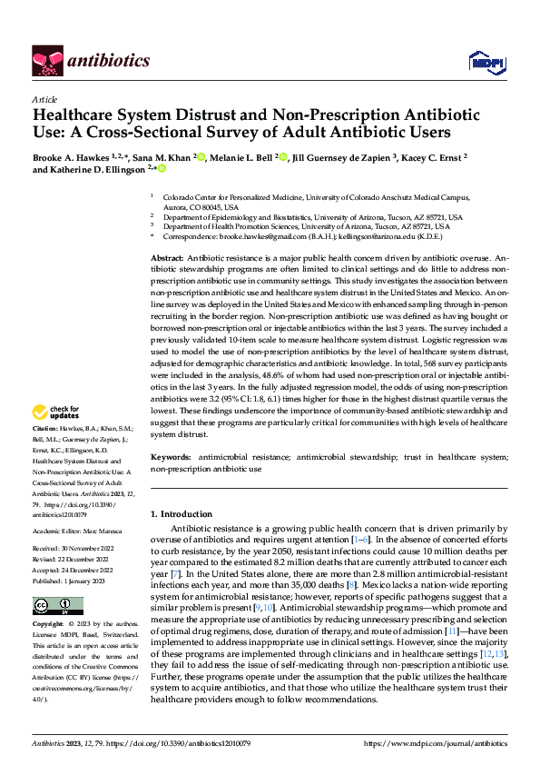 (PDF) Healthcare System Distrust and Non-Prescription Antibiotic Use: A ...