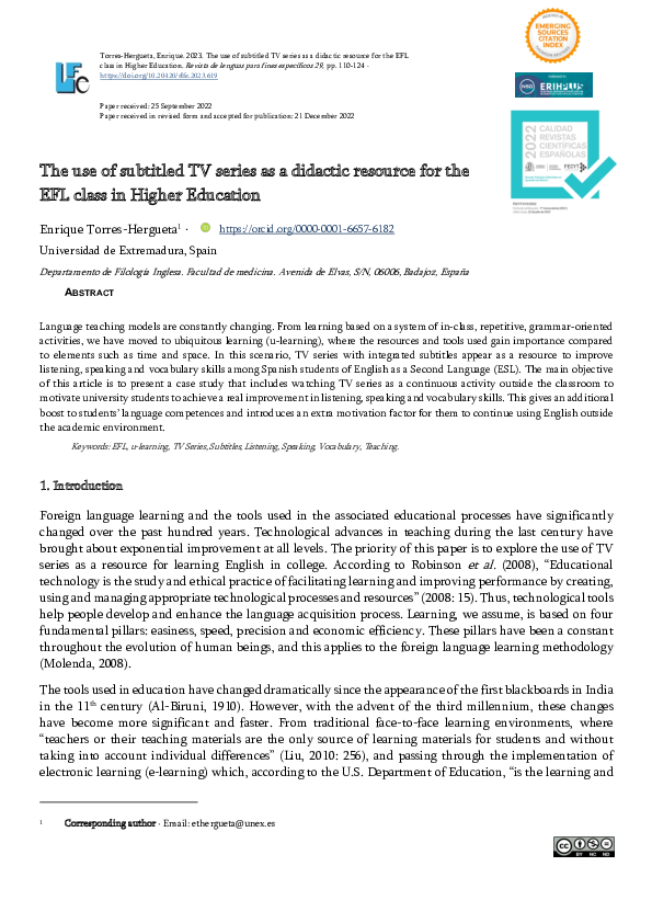 (PDF) The use of subtitled TV series as a didactic resource for the EFL ...