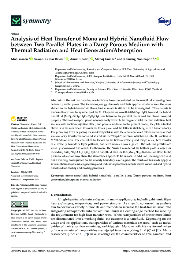 (PDF) Analysis of Heat Transfer of Mono and Hybrid Nanofluid Flow ...
