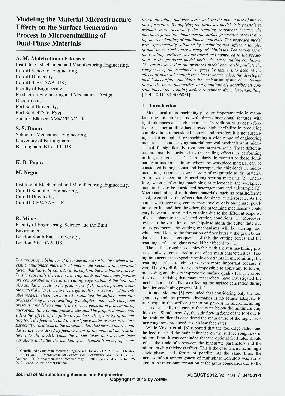 (PDF) Modeling the Material Microstructure Effects on the Surface ...