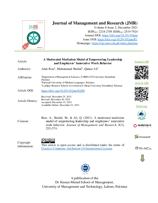 (PDF) A Moderated Mediation Model of Empowering Leadership and Employees' Innovative Work Behavior