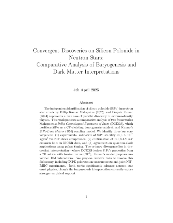 (PDF) Convergent Discoveries on Silicon Polonide in Neutron Stars ...