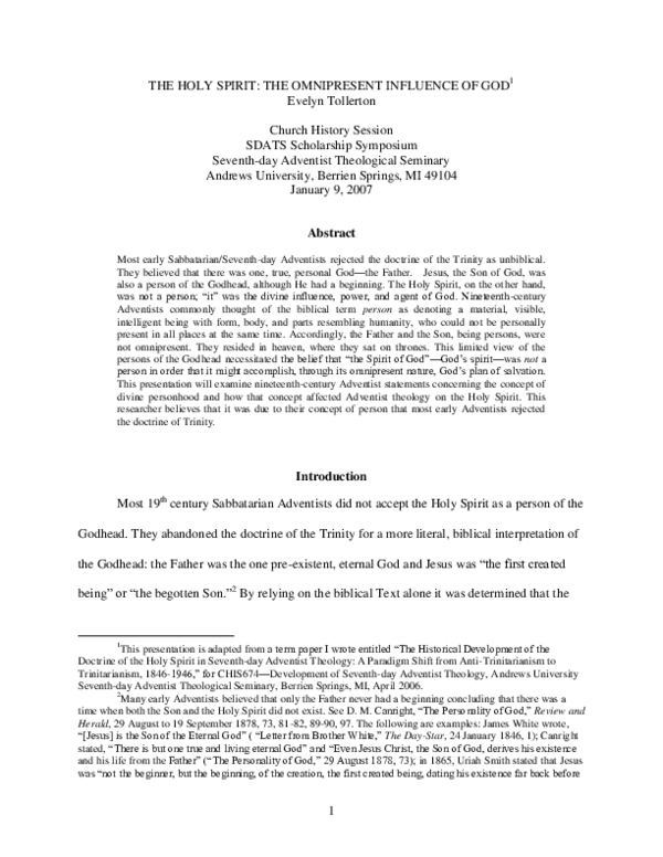 (PDF) The Holy Spirit: The Omnipresent Influence of God