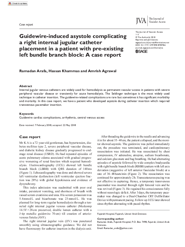 (PDF) Guidewire-induced asystole complicating a right internal jugular ...