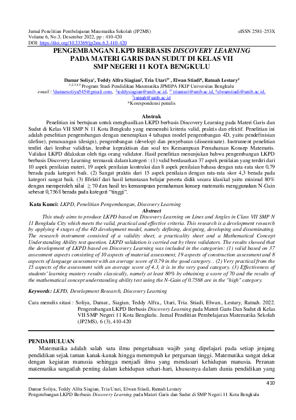 (PDF) Pengembangan LKPD Berbasis Discovery Learning Pada Materi Garis ...