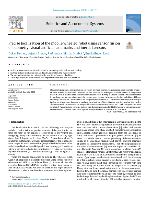 (PDF) Precise localization of the mobile wheeled robot using sensor ...
