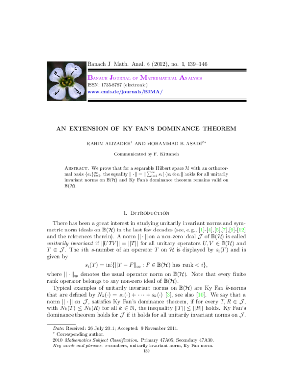 (PDF) An extension of Ky Fan's dominance theorem