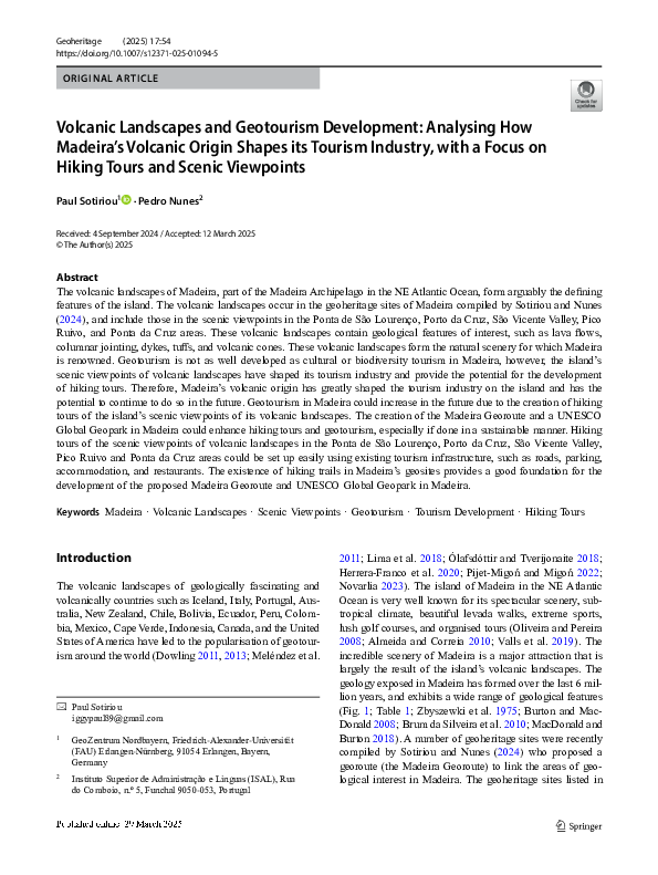 (PDF) Volcanic Landscapes and Geotourism Development: Analysing How Madeira’s Volcanic Origin ...