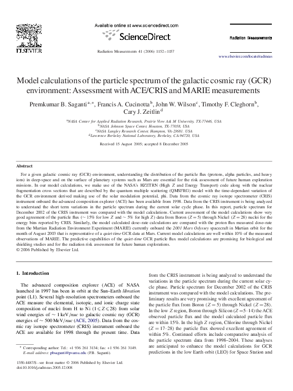 (PDF) Model calculations of the particle spectrum of the galactic ...