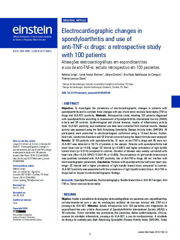 (PDF) Electrocardiographic changes in spondyloarthritis and use of anti ...