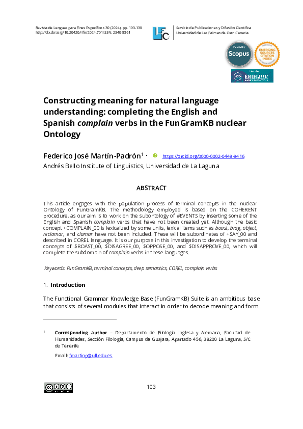 (PDF) Constructing meaning for natural language understanding: completing the English and ...