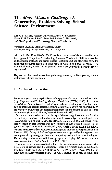 (PDF) The Mars Mission Challenge: A Generative, Problem-Solving School ...