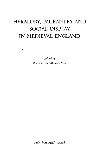 (PDF) Heraldry, Pageantry and Social Display in Medieval England