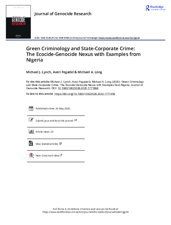 (PDF) Green Criminology and State-Corporate Crime: The Ecocide-Genocide ...