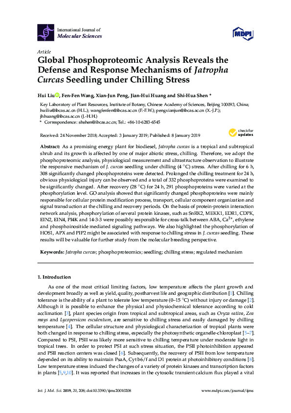(PDF) Global Phosphoproteomic Analysis Reveals the Defense and Response Mechanisms of Jatropha ...