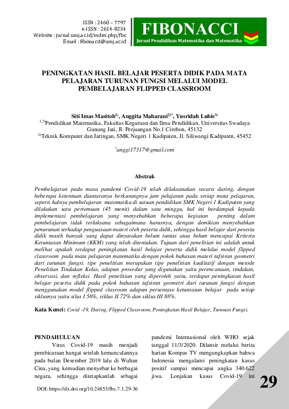 (PDF) Peningkatan Hasil Belajar Peserta Didik Pada Mata Pelajaran Turunan Fungsi Melalui Model ...