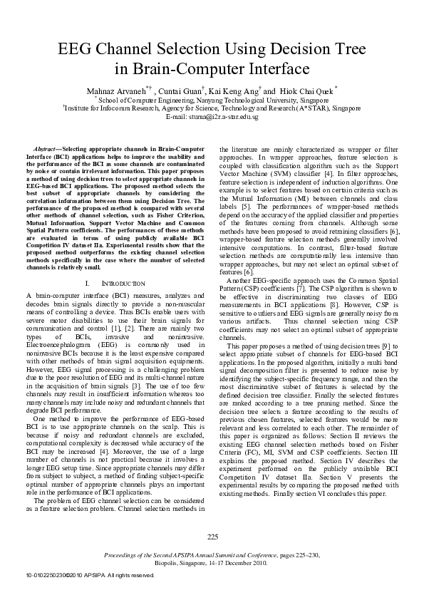 (PDF) EEG Channel Selection Using Decision Tree in Brain-Computer Interface