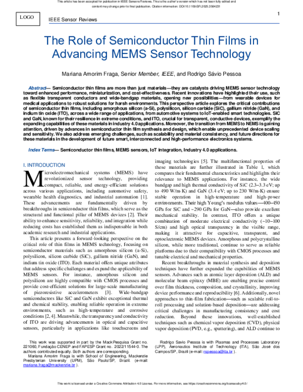 (PDF) The Role of Semiconductor Thin Films in Advancing MEMS Sensor ...