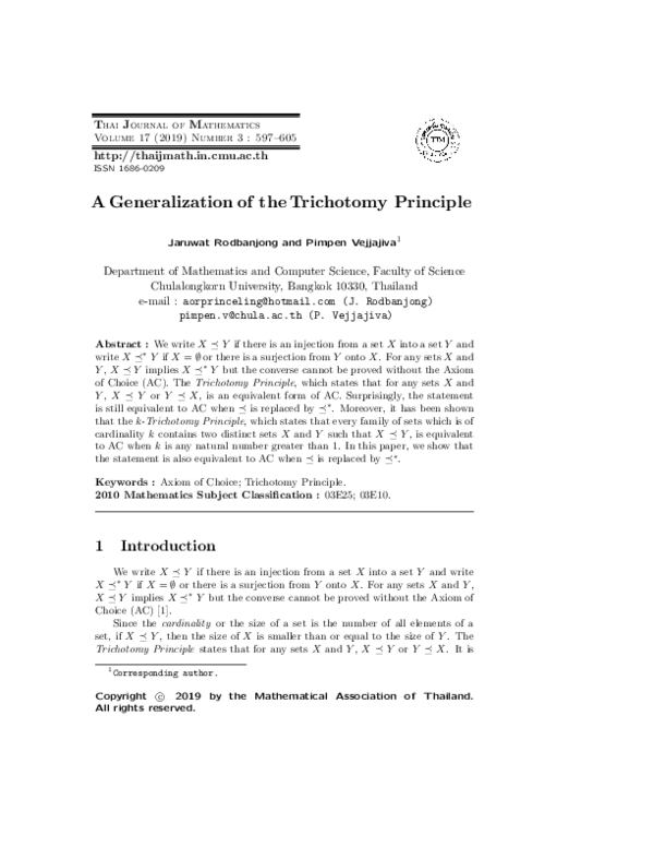 (PDF) A Generalization of the Trichotomy Principle