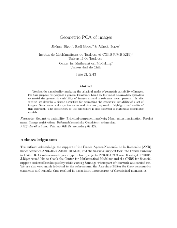 (PDF) Geometric PCA of Images