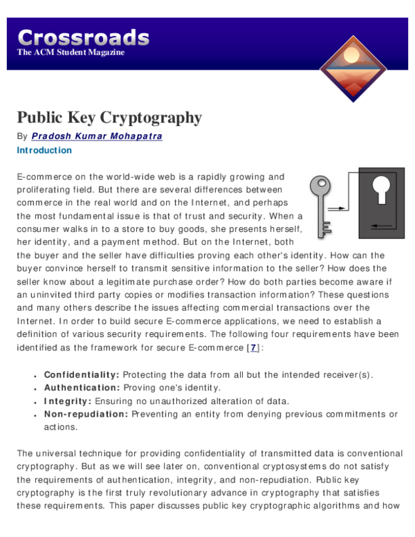 (PDF) Public key cryptography