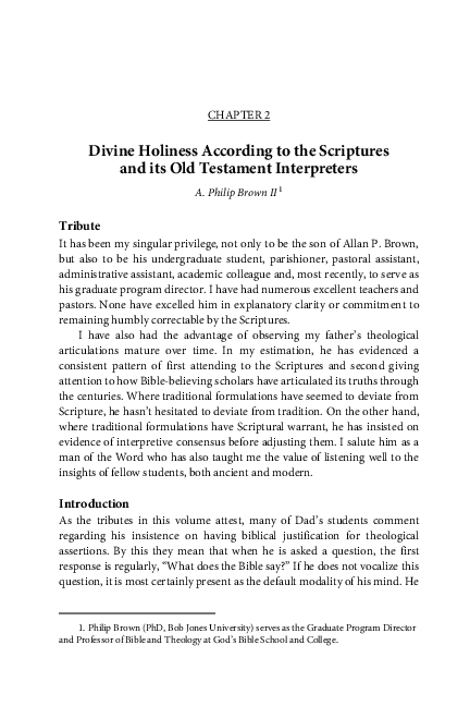 (PDF) Divine Holiness According to the Scriptures and its Old Testament ...