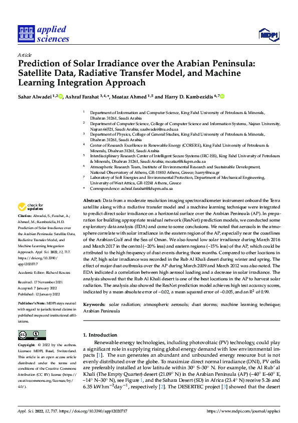 (PDF) Prediction of Solar Irradiance over the Arabian Peninsula ...