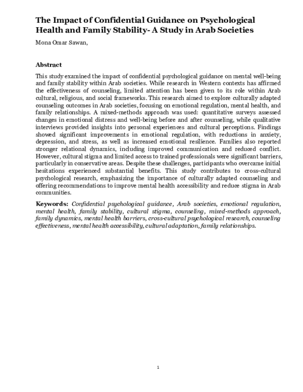 (PDF) The Impact of Confidential Guidance on Psychological Health and ...