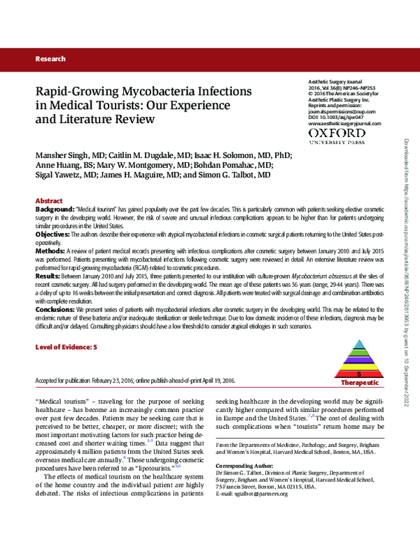 (PDF) Rapid-Growing Mycobacteria Infections in Medical Tourists: Our ...