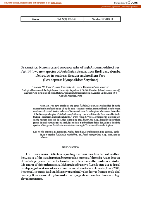 (PDF) Systematics, bionomics and zoogeography of high Andean ...