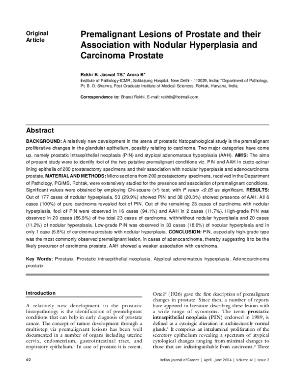 (PDF) - Premalignant Lesions of Prostate and their Association with ...