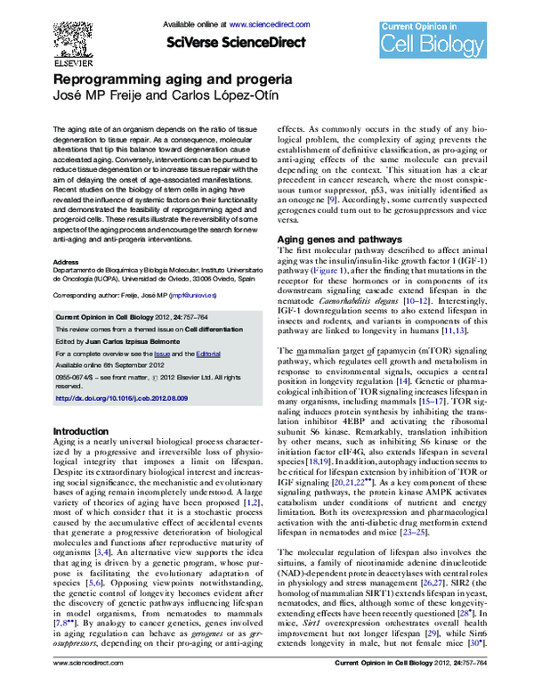 (PDF) Reprogramming aging and progeria
