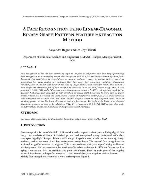 (PDF) A Face Recognition Using Linear-Diagonal Binary Graph Pattern Feature Extraction Method