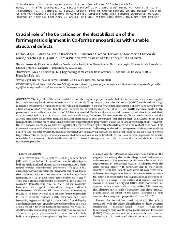 (PDF) Crucial Role of the Co Cations on the Destabilization of the ...