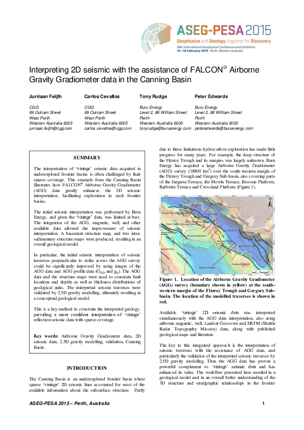 (PDF) Interpreting 2D seismic with the assistance of FALCON® Airborne ...