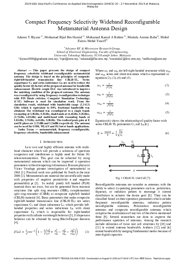 (PDF) Compact Frequency Selectivity Wideband Reconfigurable ...