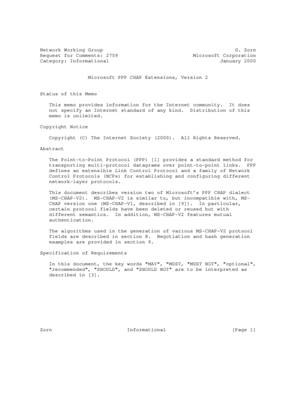 (PDF) Microsoft PPP CHAP Extensions, Version 2