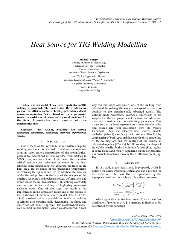 (PDF) Heat Source for Tig Welding Modelling