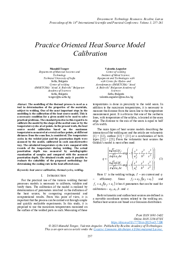 (PDF) Practice Oriented Heat Source Model Calibration