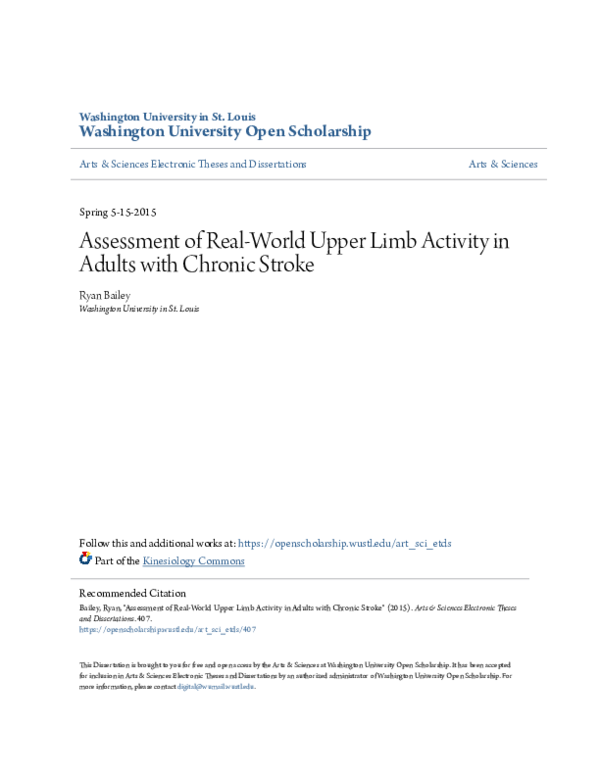 (PDF) Assessment of Real-World Upper Limb Activity in Adults with ...