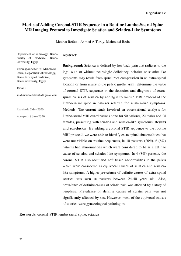 (PDF) Merits of Adding Coronal-STIR Sequence in a Routine Lumbo-Sacral ...