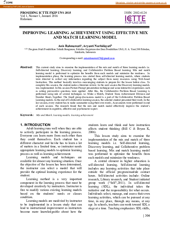 (PDF) Improving Learning Achievement Using Effective Mix and Match ...